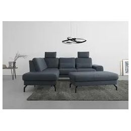 Sit & More Ecksofa SIT & MORE "Cinturo L-Form" Sofas Gr. B/H/T: 260cm x 91cm x 226cm, Luxus-Microfaser TORO, Ottomane links, inklusive Sitztiefenverstellung-inklusive Federkern, blau (dunkelblau) inklusive Sitztiefenverstellung und Federkern, Sitzhöhe 48 cm