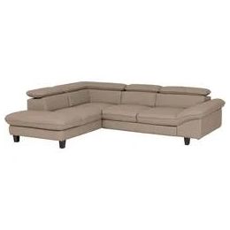 Ecksofa Home Affaire "Pilot L-Form" Sofas Gr. B/H/T: 266cm x 73cm x 108cm, Kunstleder SOFTLUX, Ottomane links, mit Kopfteilverstellung-ohne Bettfunktion-ohne Bettkasten, beige (sand)