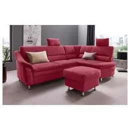 Ecksofa Places of Style "Cardoso L-Form" Sofas Gr. B/H/T: 250cm x 90cm x 175cm, Luxus-Microfaser ALTARA NUBUCK, Ottomane rechts, ohne Funktion, rot (bordeaux) Federkern, wahlweise mit Bett, Schubkasten