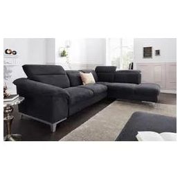 Ecksofa COTTA "Teresa L-Form" Sofas Gr. B/H/T: 293cm x 84cm x 232cm, Chenille, Ottomane rechts, mit Kopfteilverstellung, schwarz wahlweise mit Bettfunktion