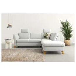 Ecksofa Home Affaire "Trelleborg L-Form", grau (hellgrau), B:252cm H:86cm T:213cm, 100% Polyester, Sofas, Federkern-Polsterung, wahlweise mit Bettfunktion und Stauraum