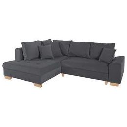 Ecksofa Inosign "Nikita II, L-Form" Sofas Gr. B/H/T: 240cm x 86cm x 186cm, Aqua Clean Prestige, Ottomane links, mit Bettfunktion-mit Bettkasten, grau (stone) mit Kaltschaumpolsterung, wahlweise Bett und Bettkasten