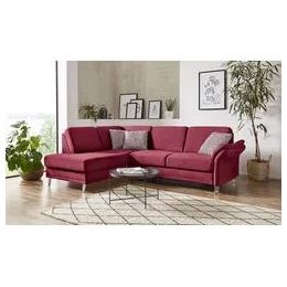 Sit & More Ecksofa SIT & MORE "Clio L-Form" Sofas Gr. B/H/T: 254cm x 89cm x 190cm, Luxus-Microfaser ALTARA NUBUCK, Ottomane links, mit Bettfunktion-mit Bettkasten, rot (bordeaux) wahlweise mit Bettfunktion und Bettkasten, inklusive Federkern