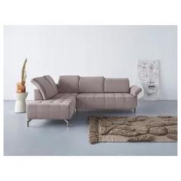 Ecksofa Inosign "Fresh L-Form" Sofas Gr. B/H/T: 260cm x 79cm x 220cm, Chenille-Optik, Ottomane links, mit Armteilverstellung-mit Kopfteilverstellung-mit Vorziehsitz motorisch, rosa (rosé) Federkern, wahlweise Kopfteilverstellung und motorischer Vorziehsitz