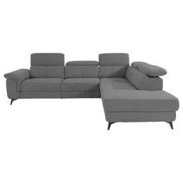 Ecksofa COTTA "Springs L-Form" Sofas Gr. B/H/T: 290cm x 79cm x 235cm, Chenille, Ottomane rechts, mit Kopfteilverstellung-mit Relaxfunktion-mit Bettkasten, schwarz (athracite)