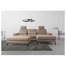 Sit & More Ecksofa SIT & MORE "Cinturo L-Form" Sofas Gr. B/H/T: 283cm x 91cm x 175cm, Soft clean, mega-Recamiere rechts, inklusive Sitztiefenverstellung-inklusive Federkern, grau (taupe) inklusive Sitztiefenverstellung und Federkern, Sitzhöhe 48 cm