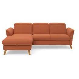 Sit & More Ecksofa SIT & MORE "Romero L-Form" Sofas Gr. B/H/T: 245cm x 91cm x 178cm, Struktur weich, Recamiere links, mit Federkern-mit Kopfteilverstellung-mit Bettfunktion-mit Bettkasten-ohne motorische Relaxfunktion, orange (terra) wahlweise mit oder ohne Relax-Funktion, Bettfunktion, Bettkasten