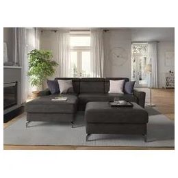 Sit & More Ecksofa SIT & MORE "Scarlett L-Form" Sofas Gr. B/T: 258cm x 172cm, Luxus-Microfaser, Recamiere links, Kopfteilverstellung, grau (anthrazit) inklusive Kopfteilverstellung, wahlweise mit Bettfunktion, Bettkasten