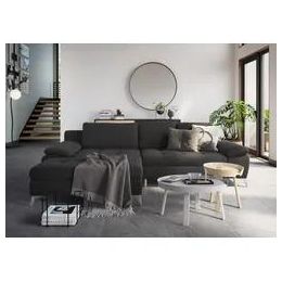 Sit & More Ecksofa SIT&MORE "Latigo L-Form" Sofas Gr. B/T: 290 cm x 163 cm, Struktur, mega-Recamiere links, ohne Bettfunktion-ohne Bettkasten, grau (dunkelgrau) mit Mega-Recamiere, wahlweise Bettfunktion und Bettkasten