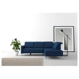 Sit & More Ecksofa SIT & MORE "Bailando L-Form" Sofas Gr. B/H/T: 249cm x 84cm x 205cm, Soft clean, Ottomane rechts, mit Kopfteilverstellung-mit Vorziehsitz motorisch, blau wahlweise mit Kopfteilverstellung und Vorziehsitz, motorisch