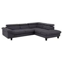 Ecksofa Home Affaire "Pilot L-Form" Sofas Gr. B/H/T: 266cm x 73cm x 108cm, Microfaser, Ottomane rechts, mit Kopfteilverstellung-ohne Bettfunktion-ohne Bettkasten, grau (anthrazit)