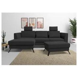 Sit & More Ecksofa SIT & MORE "Olsen L-Form" Sofas Gr. B/H/T: 261cm x 88cm x 172cm, Flachgewebe, Recamiere links, mit Bettfunktion-mit Bettkasten-mit Sitztiefenverstellung, schwarz inklusive Sitztiefenverstellung, wahlweise mit Bettfunktion, 15cm hoch