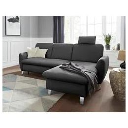 Sit & More Ecksofa SIT & MORE "Daytona L-Form" Sofas Gr. B/H/T: 245cm x 93cm x 164cm, Struktur, Recamiere rechts, mit Bettfunktion-mit Stauraum, grau (anthrazit) mit Federkern, einer Kopfstütze und wahlweise Bettfunktion