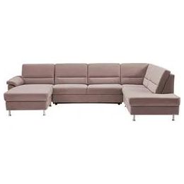 Wohnlandschaft CALIZZA INTERIORS "Onyx U-Form" Sofas Gr. B/H/T: 335cm x 90cm x 196cm, Flachgewebe, Recamiere links, mit Bettfunktion und Bettkasten, beige (magnolie) wahlweise mit Bettfunktion und Bettkasten