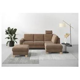 Ecksofa Home Affaire "Summer L-Form" Sofas Gr. B/H/T: 236 cm x 91 cm x 170 cm, Breitcord, Ottomane rechts, ohne Bettfunktion-ohne Bettkasten-ohne Federkern, braun (latte) mit Ottomane, wahlweise Bettfunktion und Bettkasten, Cord-Bezug