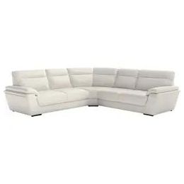 Ecksofa Home Affaire "Brandy L-Form" Sofas Gr. B/H/T: 285cm x 95cm x 298cm, Leder PAMPAS, langer Schenkel links, weiß (bianco)