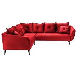 Ecksofa Home Affaire "Baggio L-Form" Sofas Gr. B/H/T: 276cm x 94cm x 247cm, Velours, langer Schenkel rechts, rot