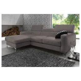 Ecksofa COTTA "Sammy L-Form" Sofas Gr. B/H/T: 226 cm x 92 cm x 105 cm, Microfaser PRIMABELLE, Recamiere links, mit Bettfunktion-mit Kopfteilverstellung, grau wahlweise mit Bettfunktion