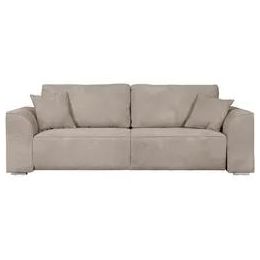 3-Sitzer Inosign "Beatrice Schlafsofa" Sofas Gr. B/H/T: 250cm x 92cm x 107cm, Cord, ohne Bettfunktion-ohne Bettkasten, grau (taupe) wahlweise auch mit Bettfunktion und Bettkasten, incl. 2 Zierkissen