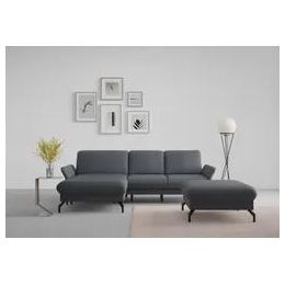 Sit & More Ecksofa SIT & MORE "Fashion L-Form" Sofas Gr. B/H/T: 253cm x 84cm x 165cm, Soft clean, Recamiere links, mit Kopfteilverstellung-mit Vorziehsitz, motorisch-mit Metallfuesse schwarz matt, grau (dunkelgrau) wahlweise mit Kopfteilverstellung und Vorziehsitz, motorisch