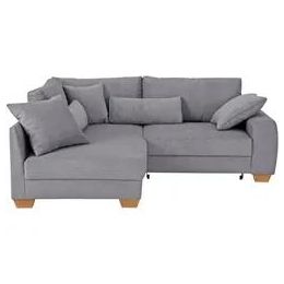 Ecksofa Home Affaire "Helena II, L-Form" Sofas Gr. B/H/T: 227 cm x 77 cm x 190 cm, Luxus-Microfaser weich, Ottomane links, mit Bettfunktion, grau Mit Federkern, wahlweise mit Bett und Taschenfederkern