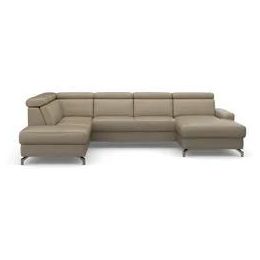 Sit & More Wohnlandschaft SIT & MORE "Scarlett U-Form" Sofas Gr. B/T: 333cm x 226cm, Luxus-Microfaser, Ottomane links, Kopfteilverstellung, beige inklusive Kopfteilverstellung, wahlweise mit Bettfunktion, Bettkasten