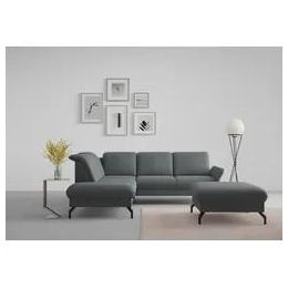 Sit & More Ecksofa SIT & MORE "Fashion L-Form" Sofas Gr. B/H/T: 250cm x 84cm x 207cm, Luxus-Microfaser ALTARA NUBUCK, Ottomane links, ohne Kopfteilverstellung-ohne Vorziehsitz, grau (dunkelgrau) wahlweise mit Kopfteilverstellung und Vorziehsitz, motorisch