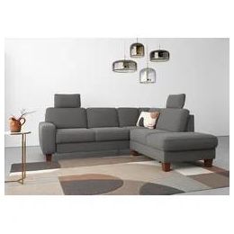 Ecksofa Home Affaire "Vision L-Form" Sofas Gr. B/H/T: 240cm x 90cm x 215cm, Struktur weich, Ottomane rechts, ohne Bettfunktion-ohne Stauraum, grau wahlweise mit Bettfunktion und Stauraum, auch in Easy Care-Bezug