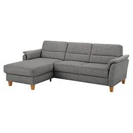 Ecksofa Home Affaire "Palmera L-Form" Sofas Gr. B/H/T: 244 cm x 89 cm x 163 cm, Struktur, Recamiere links, ohne Bettfunktion-ohne Bettkasten, grau Federkern, wahlweise mit Bettfunktion und mitohne Bettkasten