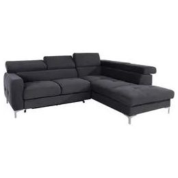 Ecksofa COTTA "Sammy L-Form" Sofas Gr. B/H/T: 242cm x 74cm x 207cm, Chenille, Ottomane rechts, mit Bettfunktion-mit Bettkasten-mit Kopfteilverstellung, schwarz inklusive Kopfteilverstellung, wahlweise mit Bettfunktion