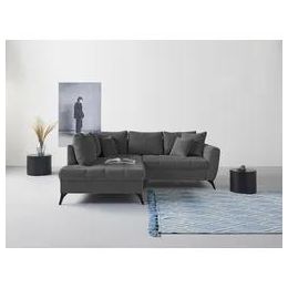 Ecksofa Inosign "Lörby L-Form" Sofas Gr. B/H/T: 224 cm x 90 cm x 191 cm, Struktur weich, Ottomane links, Struktur weich, grau (rock) auch mit Aqua clean-Bezug, feine Steppung im Sitzbereich, lose Kissen