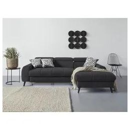 Ecksofa COTTA "Mia L-Form" Sofas Gr. B/H/T: 236cm x 74cm x 164cm, Microfaser, Recamiere rechts, Ohne Bettfunktion-ohne Bettkasten-ohne RGB-LED-Beleuchtung-mit Wireless Charger, schwarz 3-tlg.-Kissen-Set, Recamiere, wahlweise mit oder ohne RGB-Beleuchtung