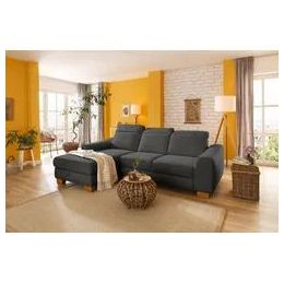 Ecksofa Home Affaire "Dundee L-Form" Sofas Gr. B/H/T: 264cm x 86cm x 170cm, Struktur fein, Recamiere links, inkl.Kopfteilverstellung-ohne Bettfunktion-ohne Bettkasten-ohne relax Funktion, grau (anthrazit) wahlweise mit Kopfteilverstellung und zusätzlich Bettfunktion