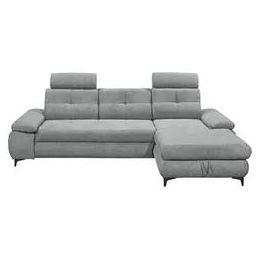 Ecksofa ED EXCITING DESIGN "Altona L-Form" Sofas Gr. B/H/T: 274cm x 88cm x 177cm, Webstoff, Recamiere rechts, inkl. Schlaffunktion und Bettkasten, grau Frei stellbar, Bettfunktion, Stauraum, Arm- und Kopfstützen