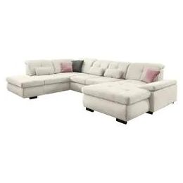 Ecksofa DIE PLANBAR "MP-IN16012 L-Form" Sofas Gr. B/H/T: 371cm x 85cm x 195cm, Chenille, Armlehne rechts, Kopfteilverstellung-Bettfunktion-Sitztiefenverstellung, beige (natur) mit Sitztiefenverstellung und Federkern-Polsterung