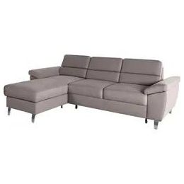 Sit & More Ecksofa SIT & MORE "Sorano L-Form" Sofas Gr. B/H/T: 250 cm x 88 cm x 161 cm, Flachgewebe, Recamiere links, mit Bettfunktion-mit Bettkasten, grau (hellgrau) wahlweise mit Bettfunktion und Bettkasten