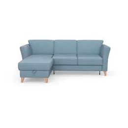 Sit & More Ecksofa SIT & MORE "Visby L-Form" Sofas Gr. B/H/T: 248cm x 87cm x 162cm, Soft clean, Recamiere links, mit Bettfunktion-mit Bettkasten, blau (hellblau) Wahlweise mit Bettfunktion und Bettkasten, frei im Raum stellbar