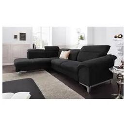 Ecksofa COTTA "Teresa L-Form" Sofas Gr. B/H/T: 293cm x 84cm x 232cm, Struktur, Ottomane links, mit Kopfteilverstellung, schwarz wahlweise mit Bettfunktion