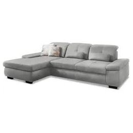 Ecksofa DIE PLANBAR "MP-IN16012 L-Form, Federkern-Polsterung" Sofas Gr. B/H/T: 309cm x 85cm x 195cm, Chenille, Ottomane links, Kopfteilverstellung-Bettfunktion-Sitztiefenverstellung, weiß (silber)