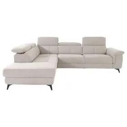 Ecksofa COTTA "Springs L-Form" Sofas Gr. B/H/T: 290cm x 79cm x 235cm, Microfaser, Ottomane links, mit Kopfteilverstellung-ohne Relaxfunktion-ohne Bettkasten, grau (elephant)