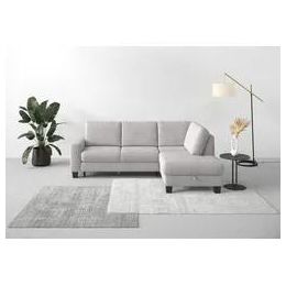 Ecksofa Home Affaire "Summer L-Form" Sofas Gr. B/H/T: 236 cm x 91 cm x 170 cm, Feincord, Ottomane rechts, mit Bettfunktion-mit Bettkasten-mit Federkern, silberfarben (silber) mit Ottomane, oder ohne Bettfunktion und Bettkasten, Cord-Bezug