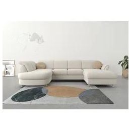 Sit & More Wohnlandschaft SIT&MORE "Apulia U-Form" Sofas Gr. B/H/T: 304 cm x 78 cm x 192 cm, Struktur weich, Ottomane links, ohne Bettfunktion-ohne Bettkasten-mit Armteilverstellung-mit Kopfteilverstellung, beige (creme) wahlweise Bettfunktion, Bettkasten und Kopf- Armteilverstellung