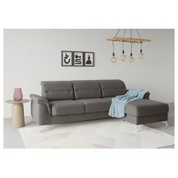 Sit & More Ecksofa SIT & MORE "Sinatra L-Form" Sofas Gr. B/H/T: 258cm x 85cm x 170cm, Luxus-Microfaser Euphoria, Recamiere rechts, Mit Kopfteilverstellung-Mit Armteilfunktion-Ohne Bettfunktion-Ohne Bettkasten, grau (fango) mit Recamiere, optinal Kopfteilverstellung und Armteilfunktion