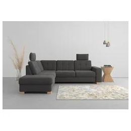 Sit & More Ecksofa SIT & MORE "Quincy L-Form", grau (dunkelgrau), B:249cm H:82cm T:213cm, Sofas, wahlweise mit Bettfunktion und Bettkasten