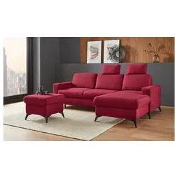 Ecksofa Places of Style "Lolland L-Form" Sofas Gr. B/H/T: 250cm x 88cm x 162cm, Luxus-Microfaser ALTARA NUBUCK, Recamiere rechts, mit Bettfunktion und Bettkasten, rot (bordeaux) Wahlweise mit Bettfunktion und Bettkasten, Federkern