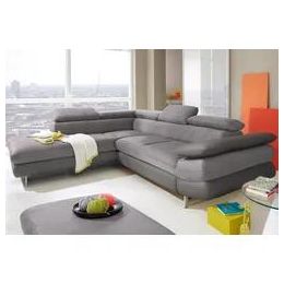 Ecksofa Inosign "Solution L-Form", grau (grau, grau), B:279cm H:73cm T:228cm, Sofas, wahlweise mit Bettfunktion