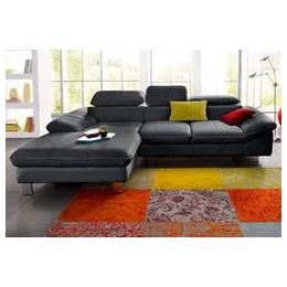 Ecksofa COTTA "Driver L-Form" Sofas Gr. B/H/T: 268cm x 73cm x 169cm, Leder BEEFY, Recamiere links, mit Kopfteilverstellung-mit Bettfunktion und Bettkasten, schwarz inkl. Kopfteilverstellung, wahlweise mit Bettfunktion