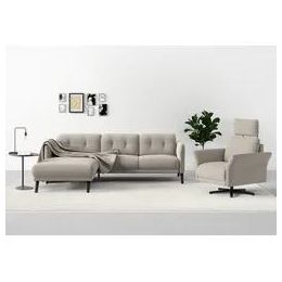 Sit & More Ecksofa SIT & MORE "Scandia L-Form" Sofas Gr. B/H/T: 269cm x 82cm x 183cm, Chenille, Recamiere links, Ohne Kopfteilverstellung-Ohne Armteilfunktion-Mit schwarzen matten Metallfüßen, braun (latte) Wahlweise mit Kopfteilverstellung und Armteilfunktion