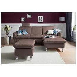 Sit & More Ecksofa SIT & MORE "Daytona L-Form" Sofas Gr. B/H/T: 245cm x 93cm x 164cm, Luxus-Microfaser ALTARA NUBUCK, Recamiere rechts, Ohne Bettfunktion, braun (nougat) mit Federkern, einer Kopfstütze und wahlweise Bettfunktion