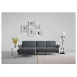 Sit & More Ecksofa SIT & MORE "Fashion L-Form" Sofas Gr. B/H/T: 253cm x 84cm x 165cm, Soft clean, Recamiere links, mit Kopfteilverstellung-mit Vorziehsitz, motorisch-mit Metallfuesse Nickel satiniert, grau (dunkelgrau) wahlweise mit Kopfteilverstellung, Vorziehsitz, motorisch, Nickelfüße